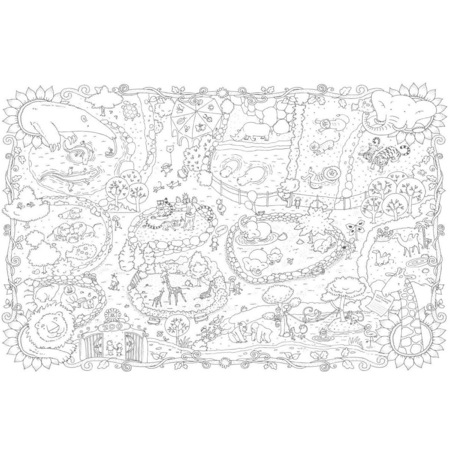 Poster de colorat XXL, gradina zoologica, 120 x 80 cm - eMAG.ro