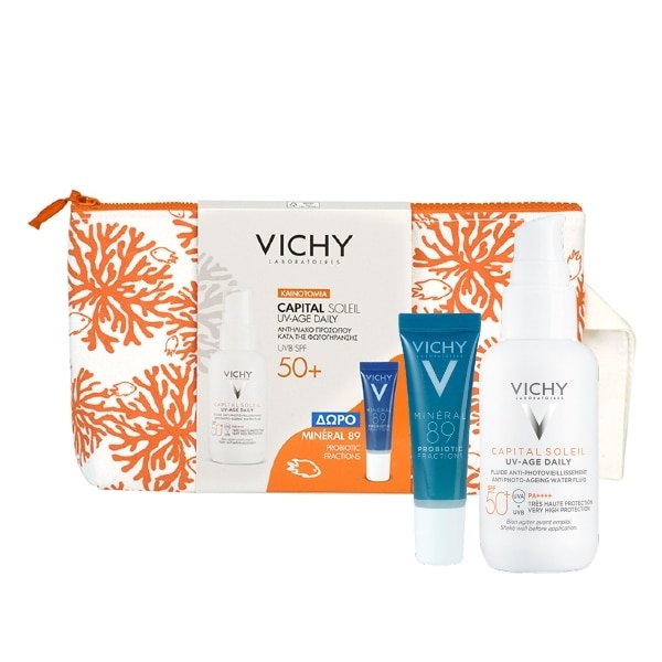 Set protectie solara si articole de toaleta, Vichy, SPF 50, 50+10ml ...