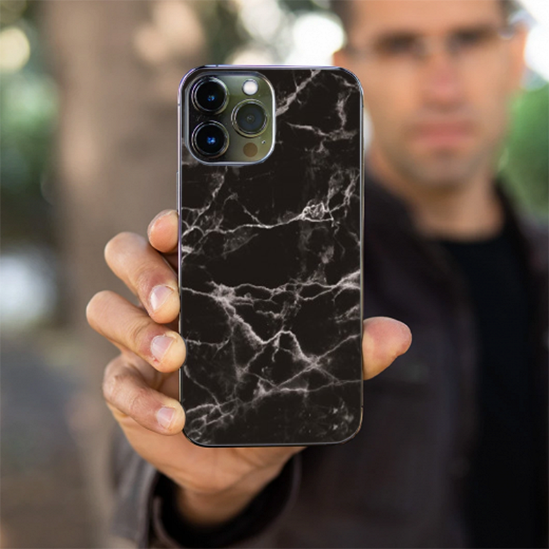 Folie Skin Spate pentru Apple Iphone 14 Pro, Black Marble Design, High ...