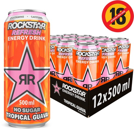 Rockstar Refresh fara zahar cu mango si guava, Doza, 12 x 0.5L - eMAG.ro
