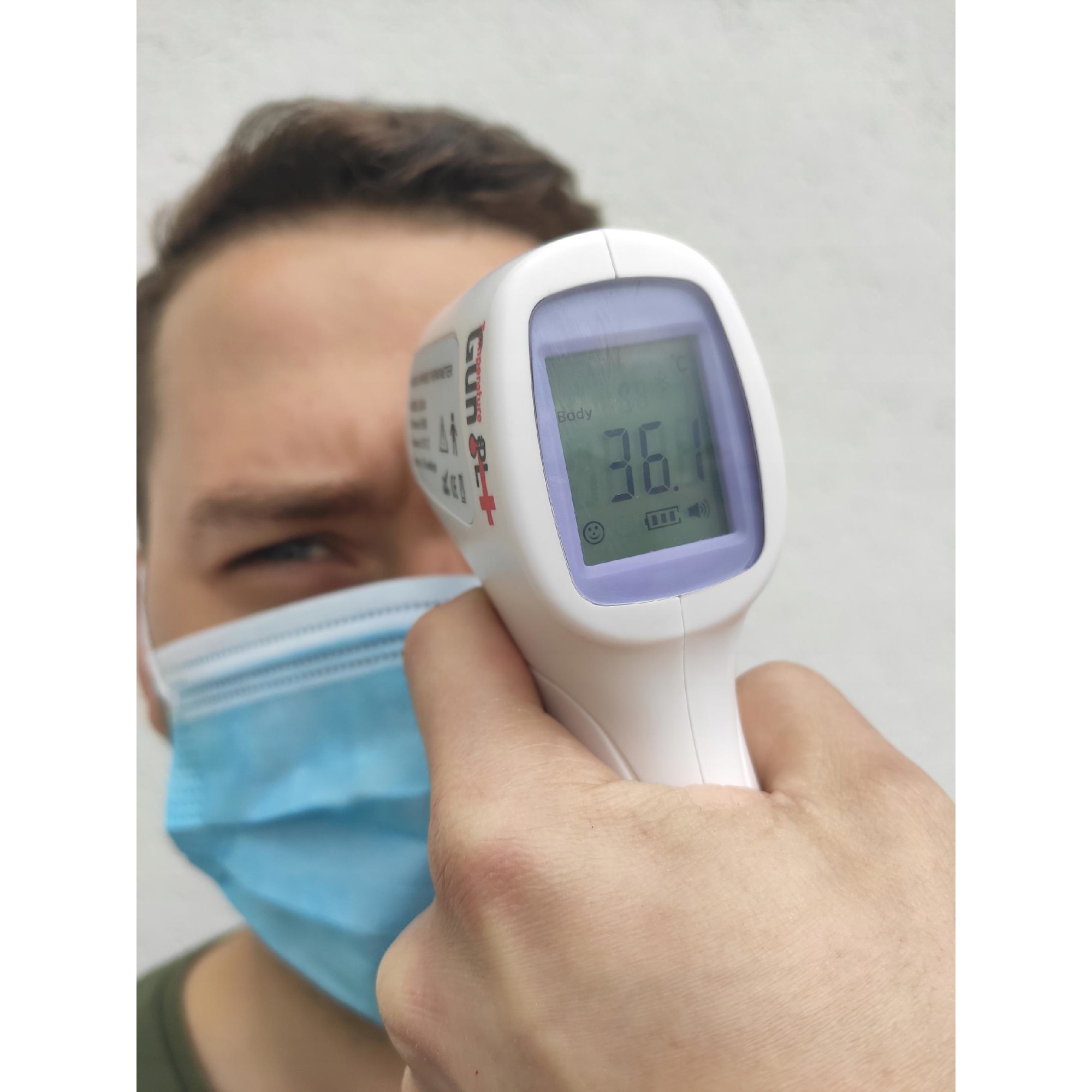 Termometru cu infrarosu, Temperature Gun Pl+, Fara contact, Alb ...