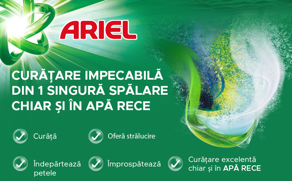 Ariel All in One PODS Mountain Spring kapszula mosószer, 2x50 db, 100 mosás - eMAG.hu