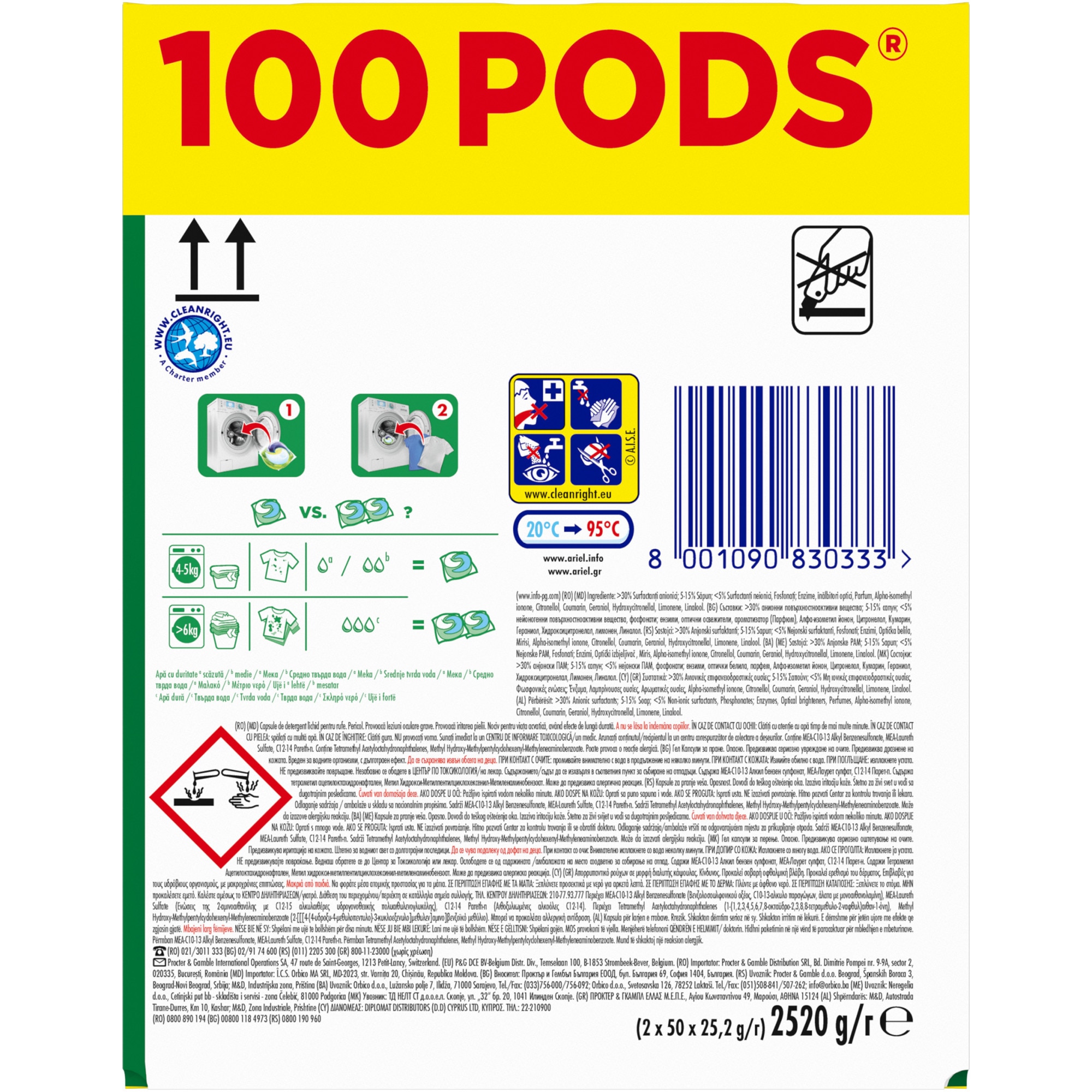 Detergent de rufe capsule Ariel All in One PODS Mountain Spring, 2x50 ...