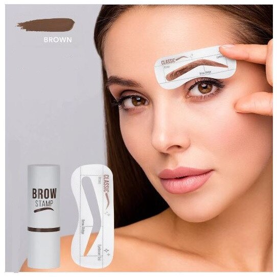 Stampila sprancene, Fit Me, Eyebrow Stamp, 3 Sabloane incluse, Brown ...