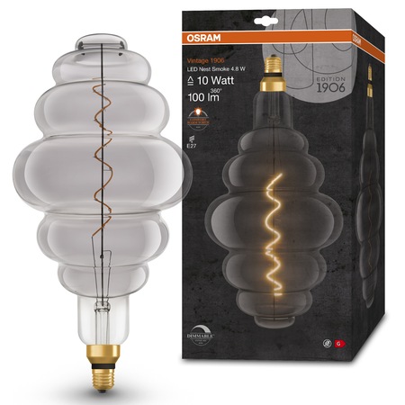Bec LED vintage (decorativ) Osram 1906 NEST, dimabil, filament, E27, 4.8W (10W), 100 lm, lumina ...