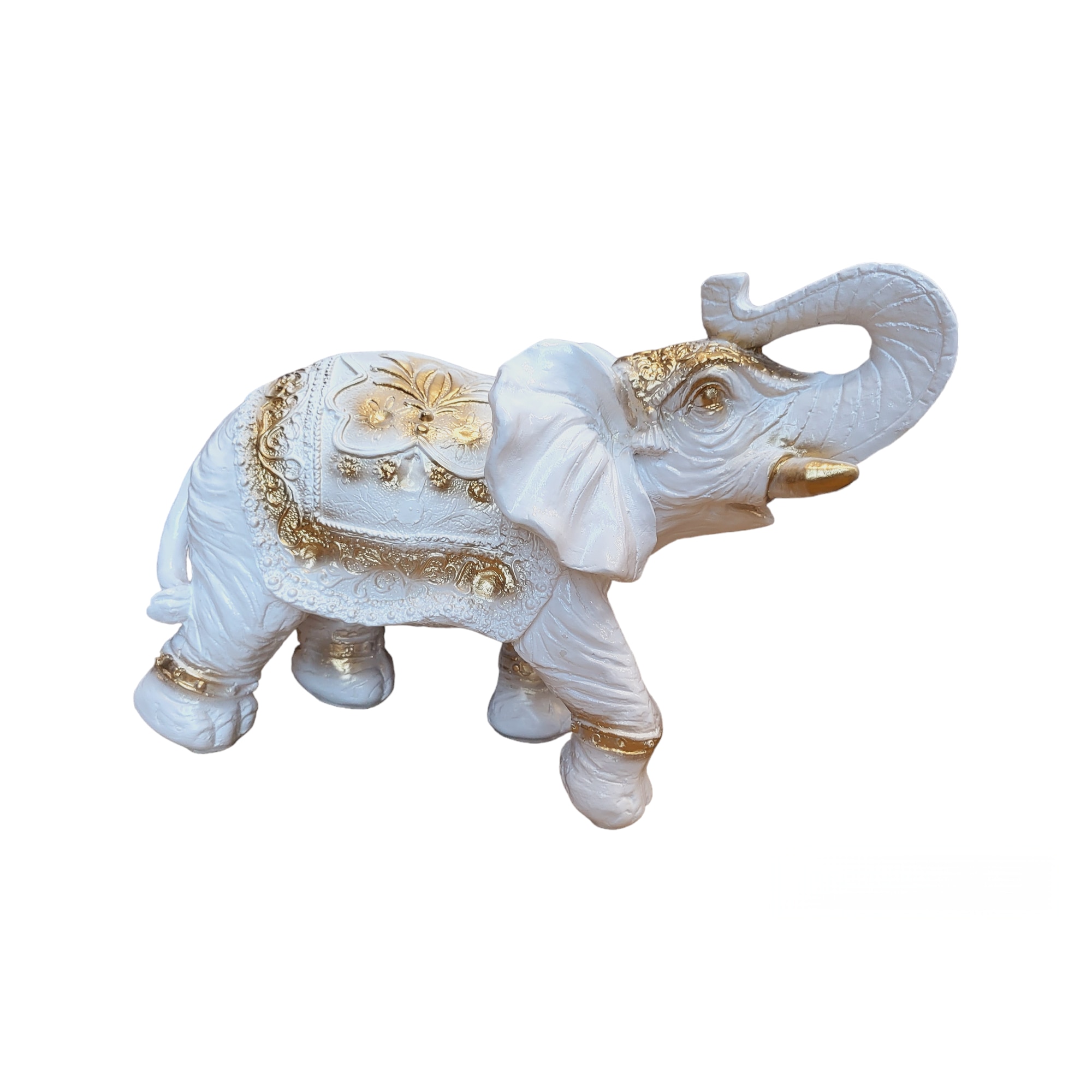 Statueta Elefant African, alb aur, realizata manual, 28x16x36 - eMAG.ro