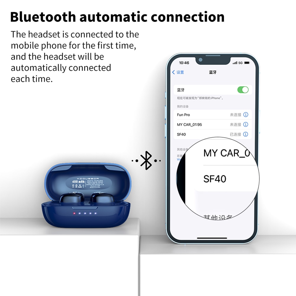 Casti wireless audio, model Xiousbor SF40, Bluetooth 5.3, cu Microfon ...
