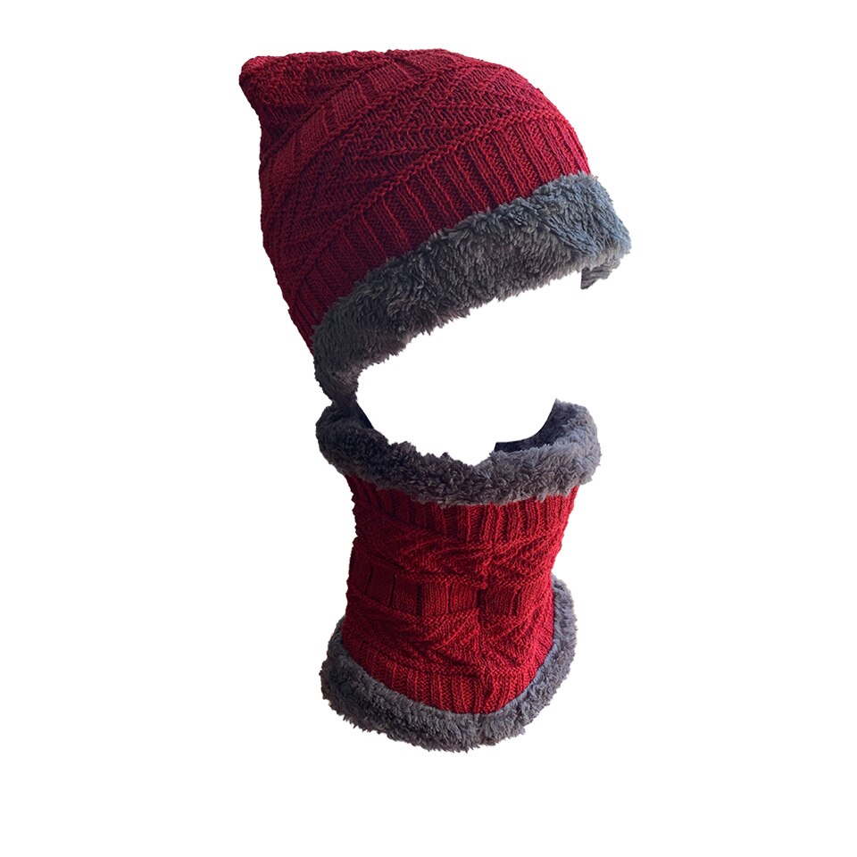 Set caciula pentru iarna cu fular pentru copii, foarte calduroase, rosu ...