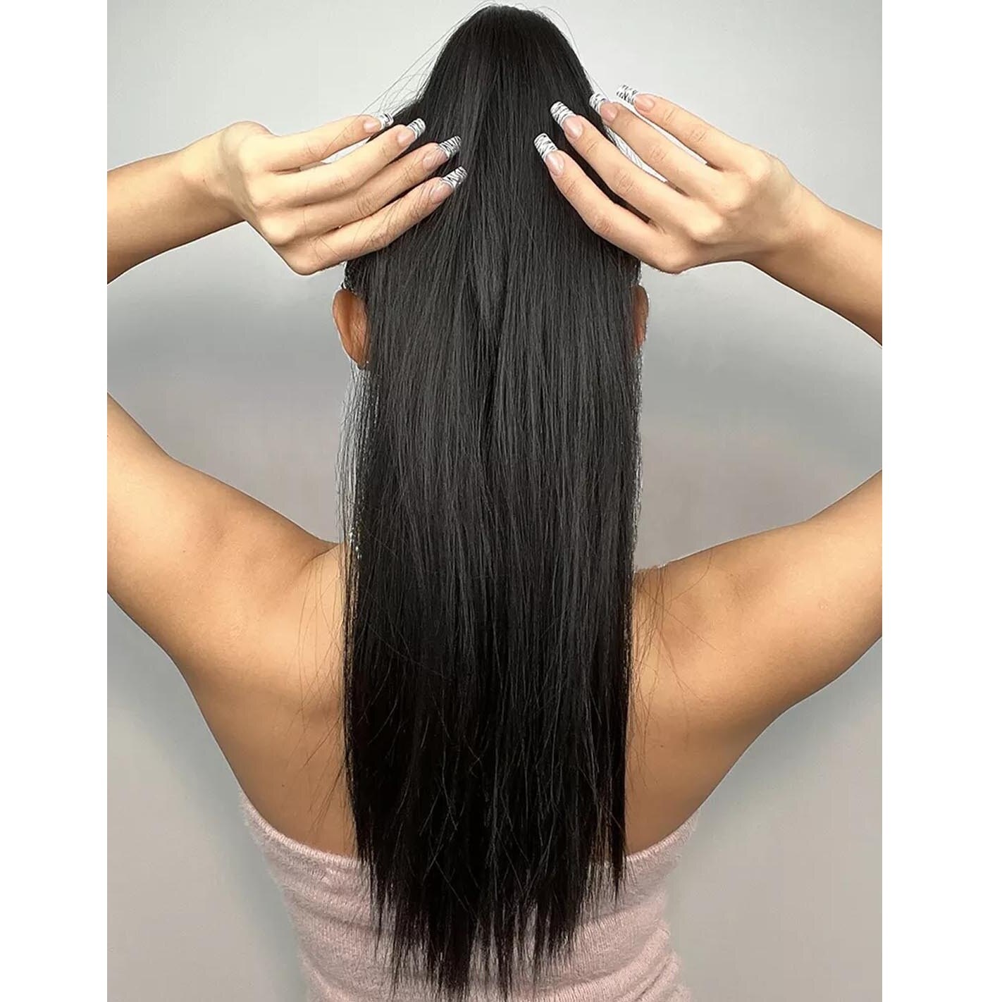 Coada par dreapta Neagra, 60 cm, Animis Beauty®, fibra sintetica cu ...