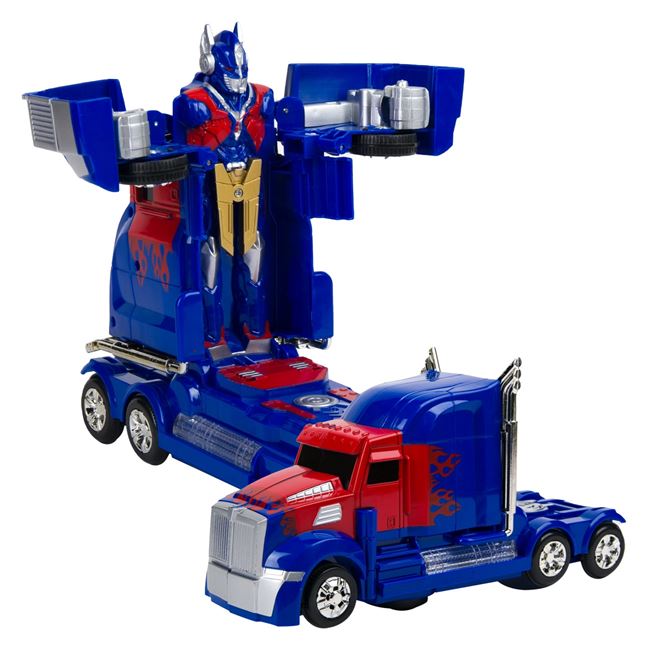 Robot Transformers cu sunete si lumini, Herum®, Albastru, 25 x 10 x 15 ...