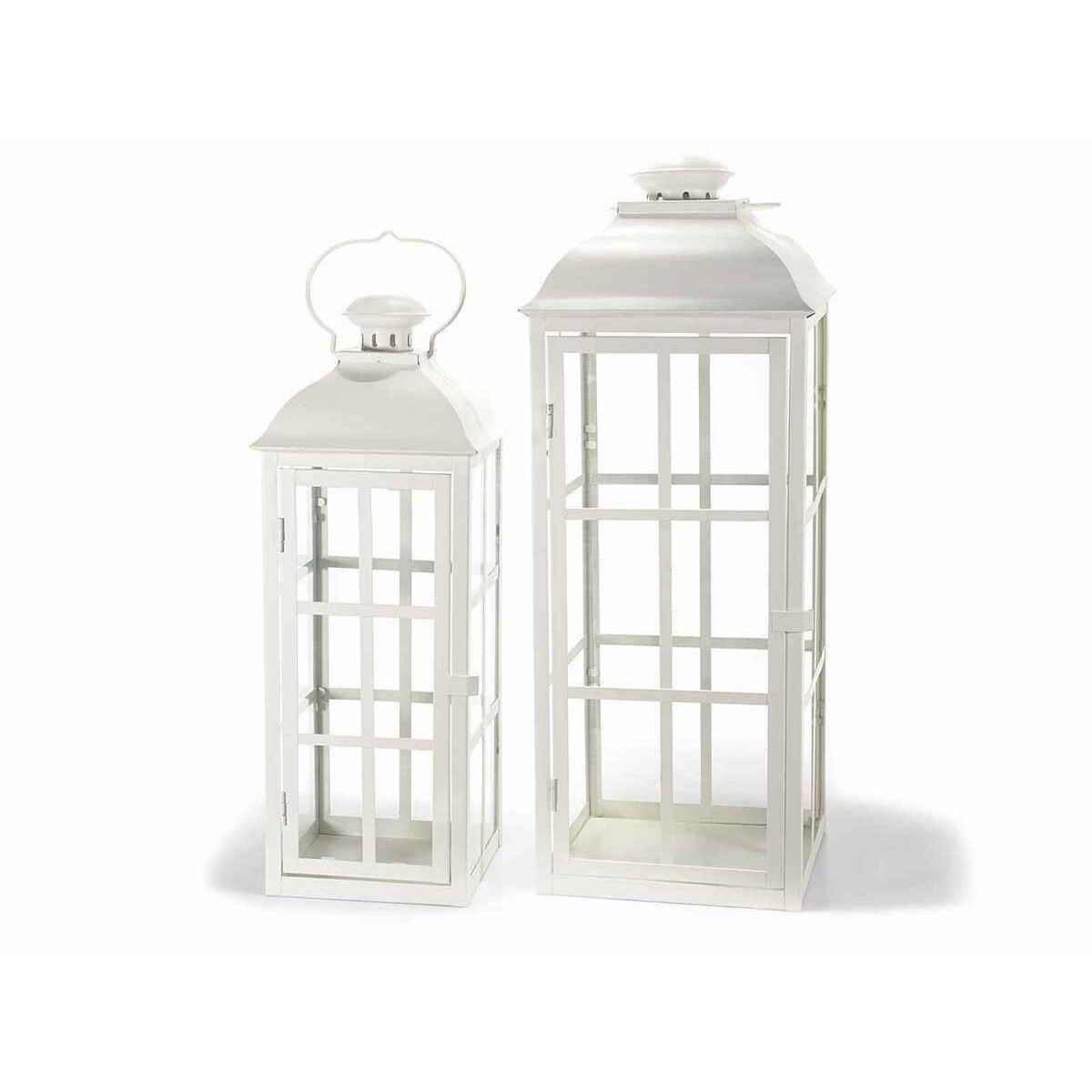 Set 2 felinare metal alb 20x20x62 cm, 15.5x15.5x50.5 cm - eMAG.ro
