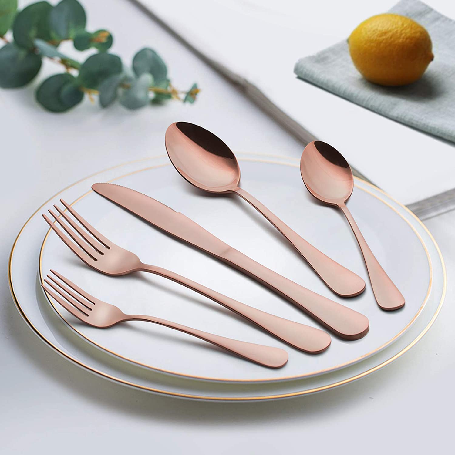 Set 20 tacamuri, Inox, Rose Gold - eMAG.ro