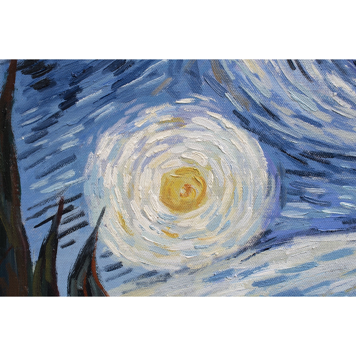 Tablou gigant pictat manual Artnova, Noapte instelata, 140x70cm ulei pe ...