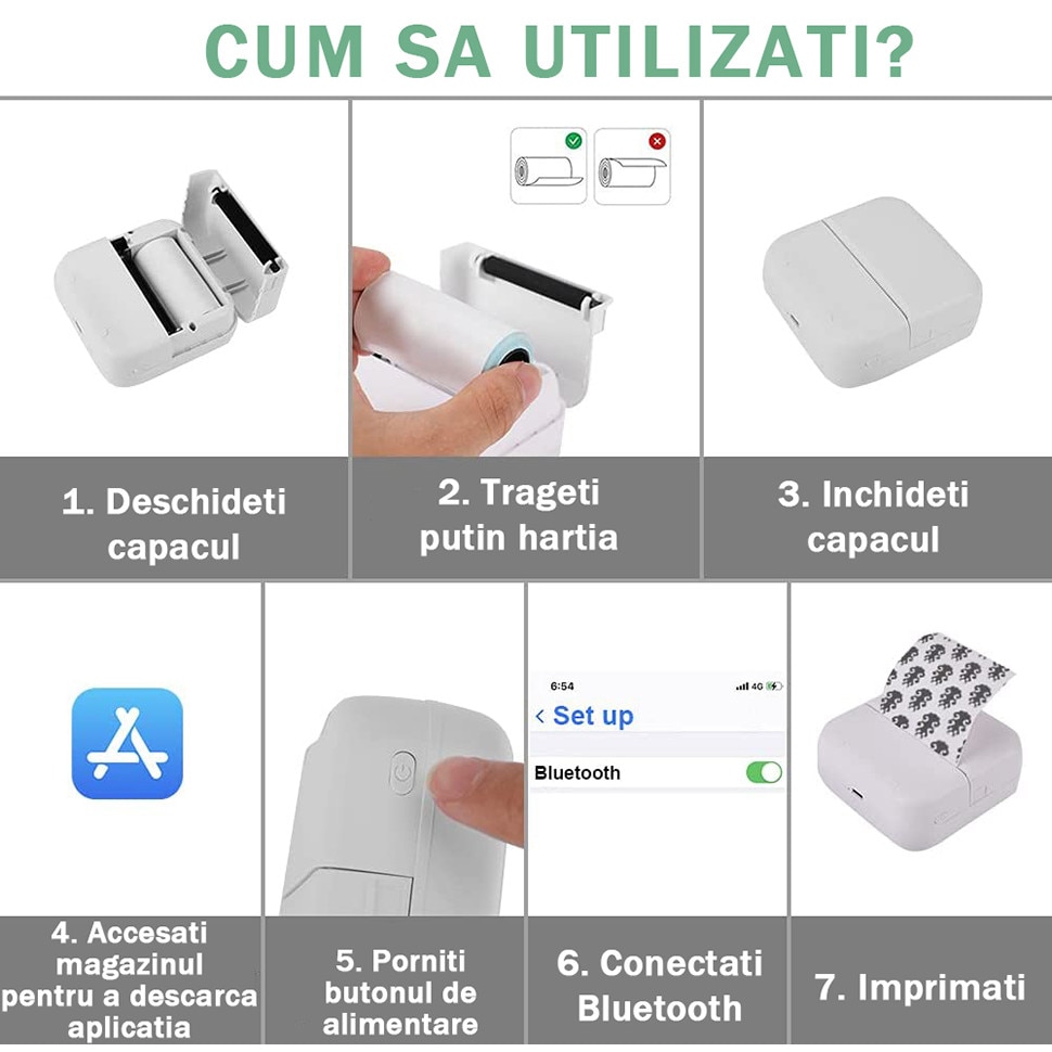 10 db nyomtatópapír tekercs készlet, ragasztható, szélessége 57mm, mini nyomtatókhoz, fehér ...