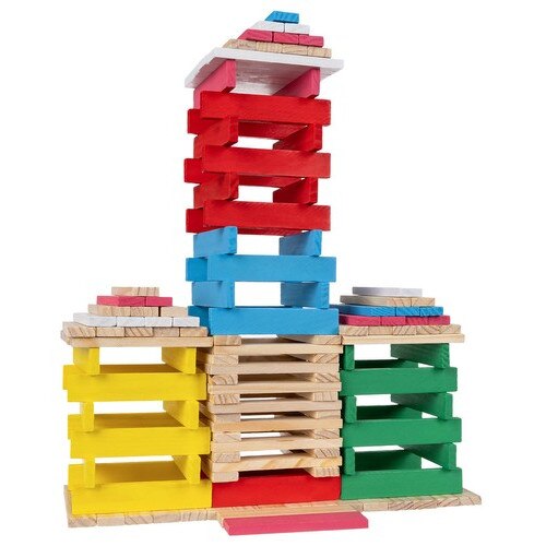 Set cuburi de constructie din lemn, 150 piese - eMAG.ro