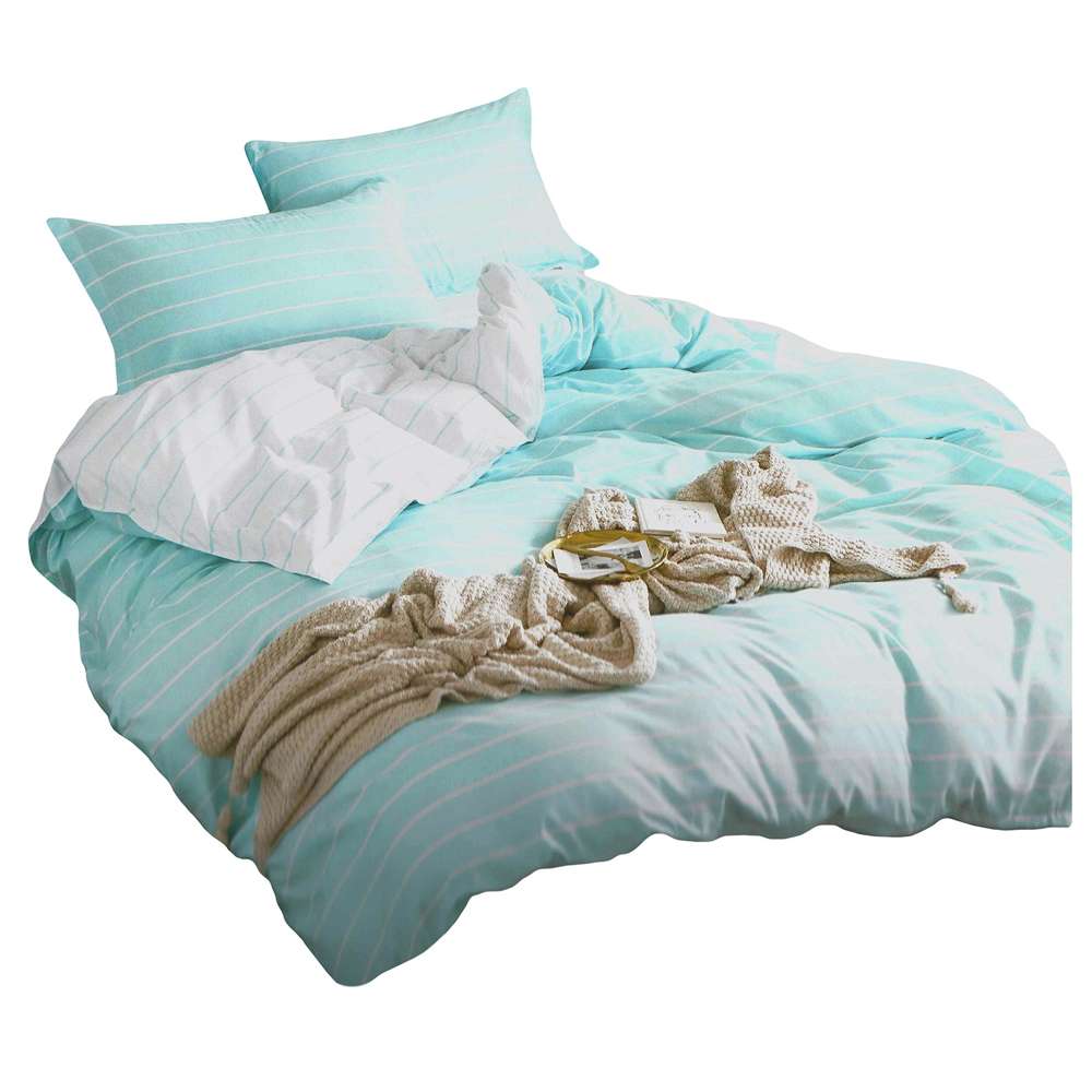 Set lenjerie de pat, 3 bucati, 1 persoana, 1216647, Bumbac, Albastru ...