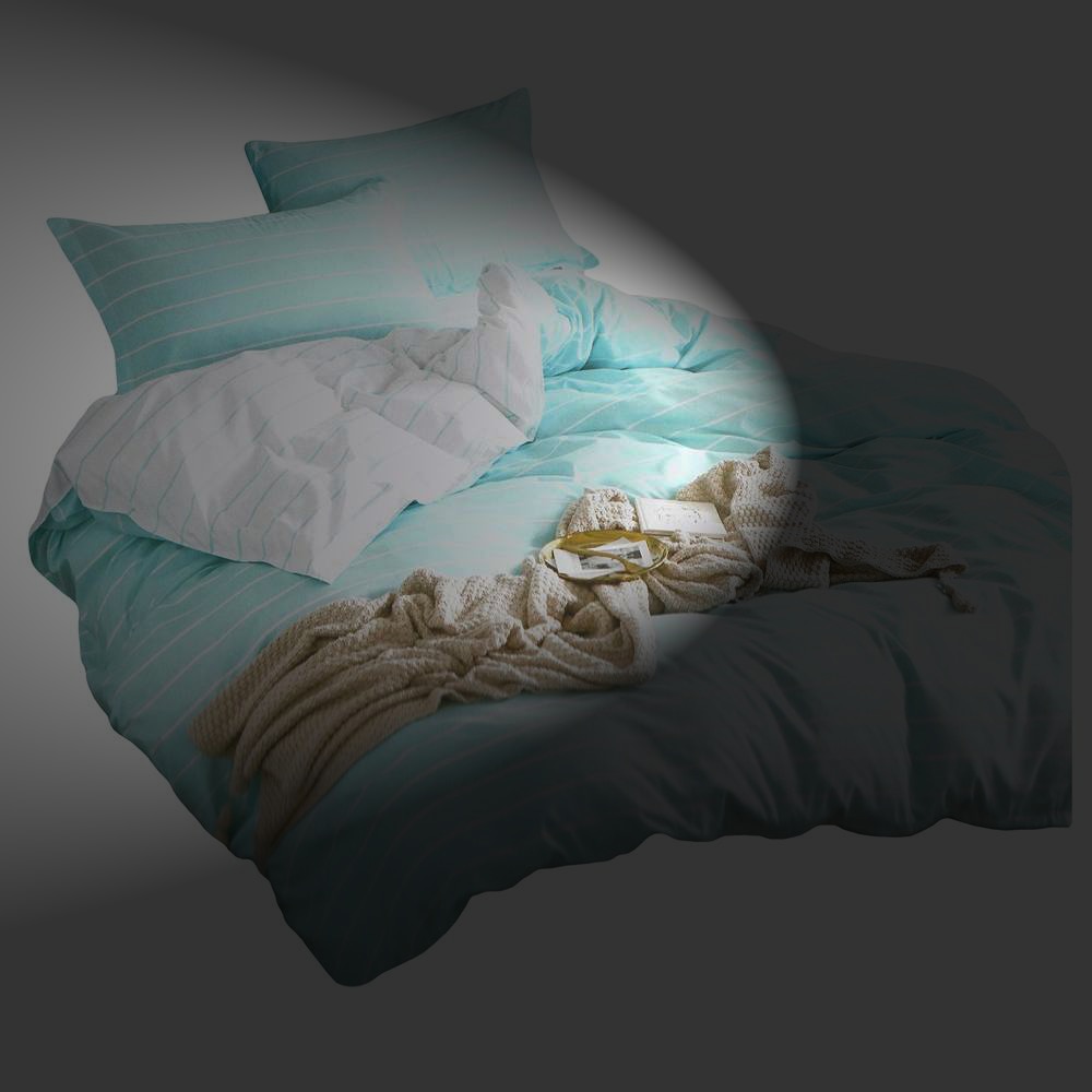 Set lenjerie de pat, 3 bucati, 1 persoana, 1216647, Bumbac, Albastru ...