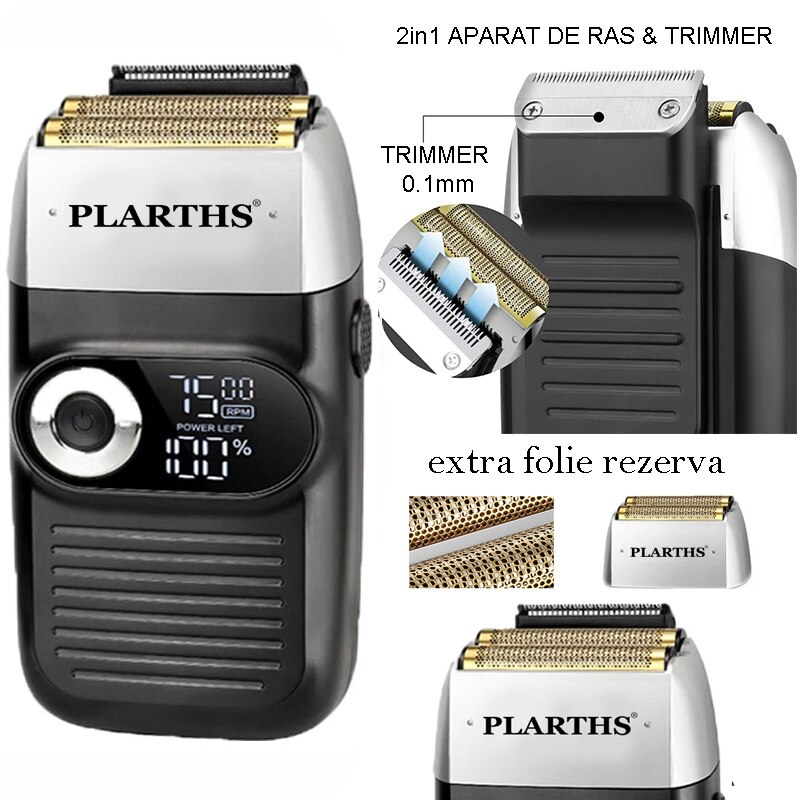 Aparat de ras, Shaver & Trimmer cu acumulator, Plarths PH-7175, folie ...