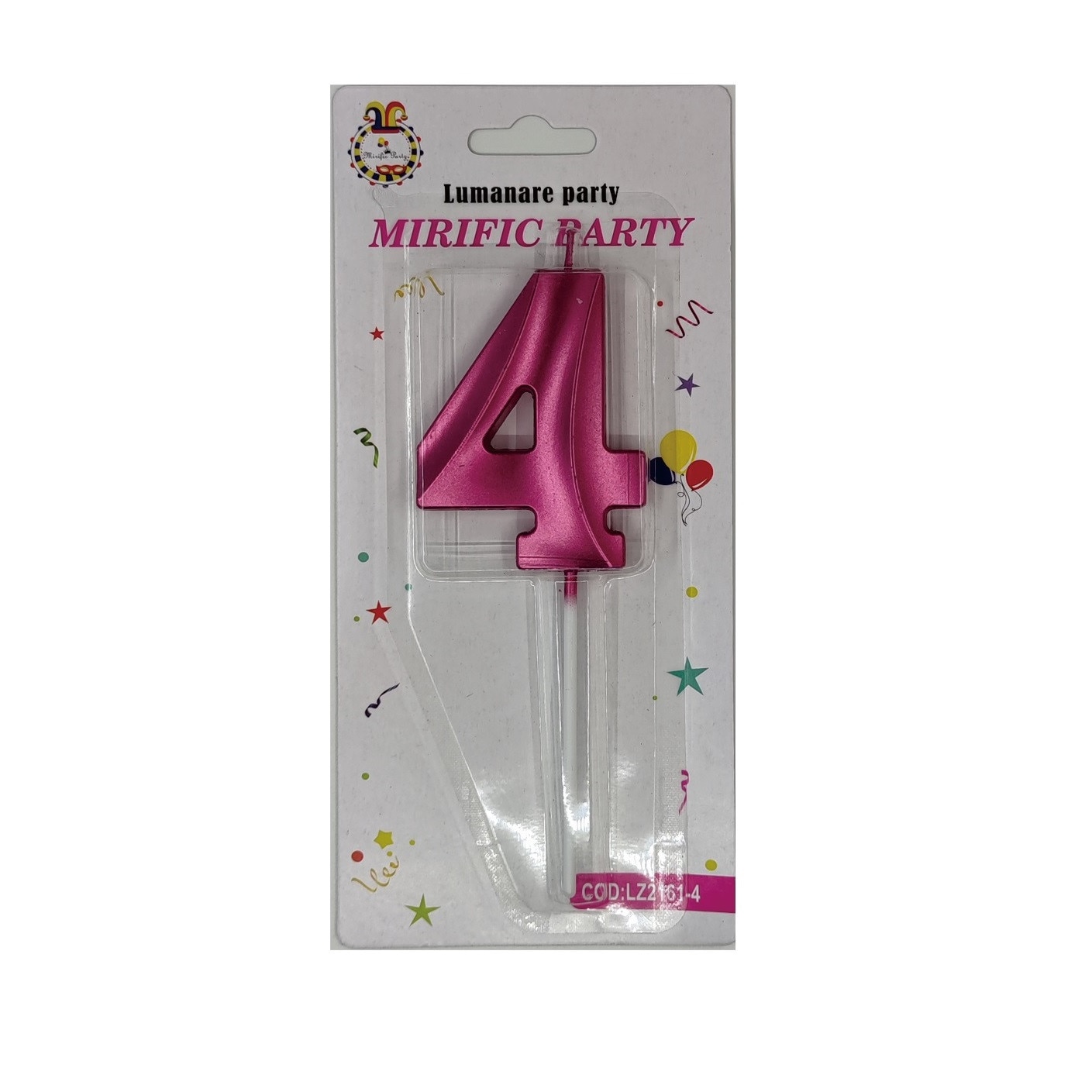 Lumanare tort, cifra 4, Roz metalizat, 15 cm - eMAG.ro