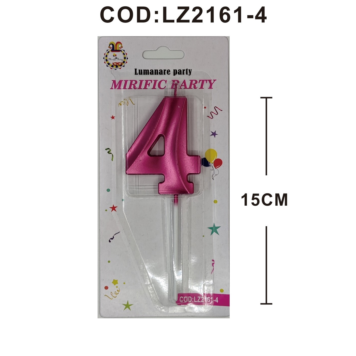 Lumanare tort, cifra 4, Roz metalizat, 15 cm - eMAG.ro