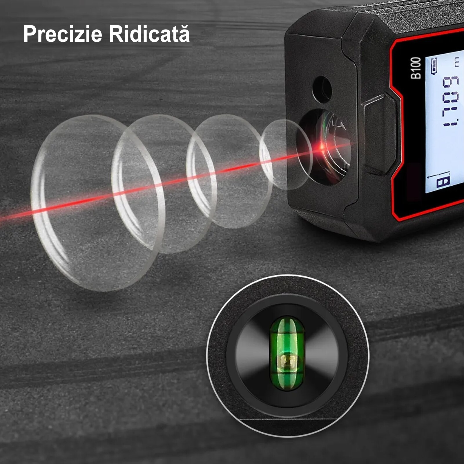 Telemetru cu laser, G4214-40, Goxawee, M/in/ft, Ecran LCD, Precizie ± 2 ...