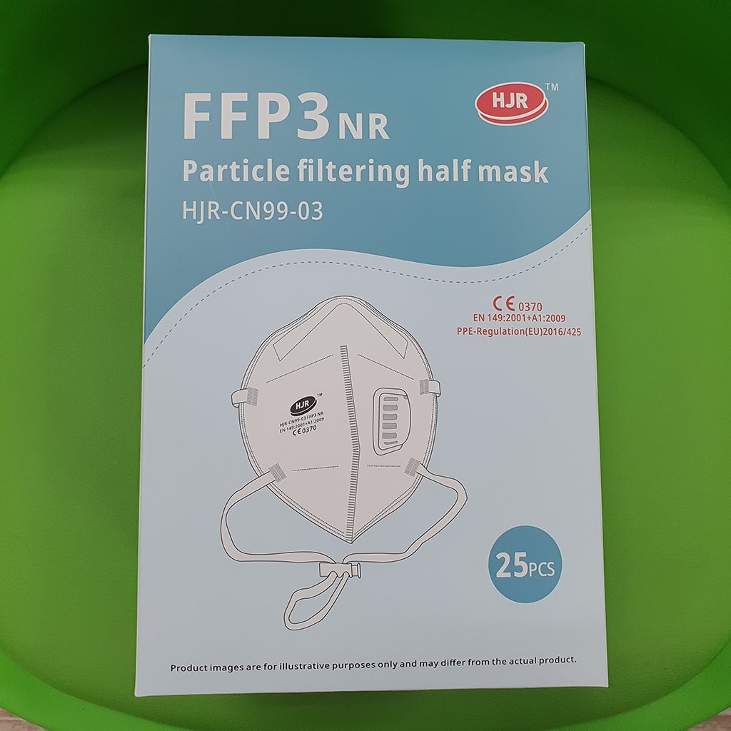 Set 25 masti de protectie, FFP3, cu supapa, 5 straturi, ambalate individual, alb, HJR - eMAG.ro