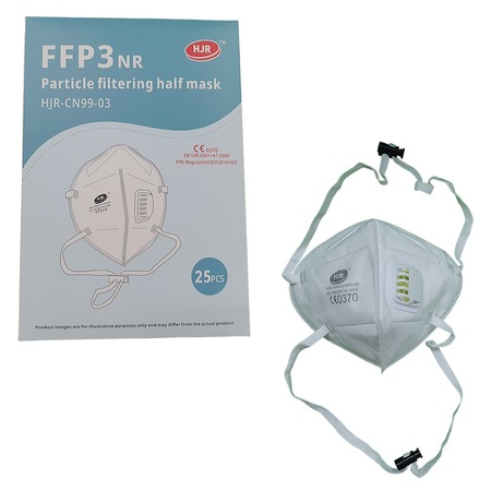 Set 25 masti de protectie, FFP3, cu supapa, 5 straturi, ambalate individual, alb, HJR - eMAG.ro