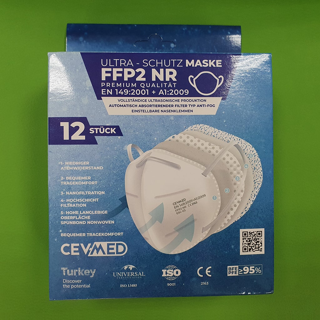 Masca de protectie, FFP2, 5 straturi, ambalata individual, alb, Cev-Med ...