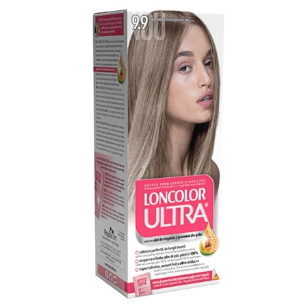 Set 2 x Vopsea de Par Permanenta Loncolor Ultra 9.9 Blond Cenusiu ...