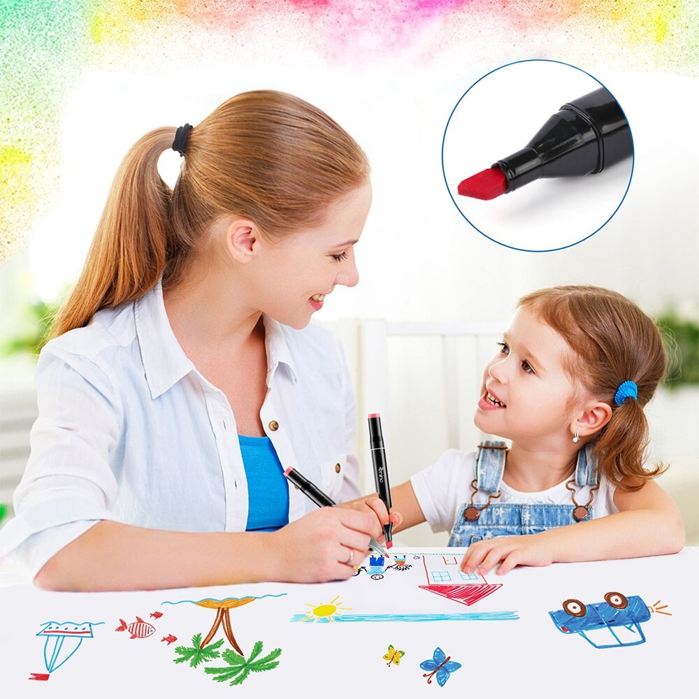 Set 204 Markere Zenino - 2 Varfuri, Culori Intense, Geanta de ...