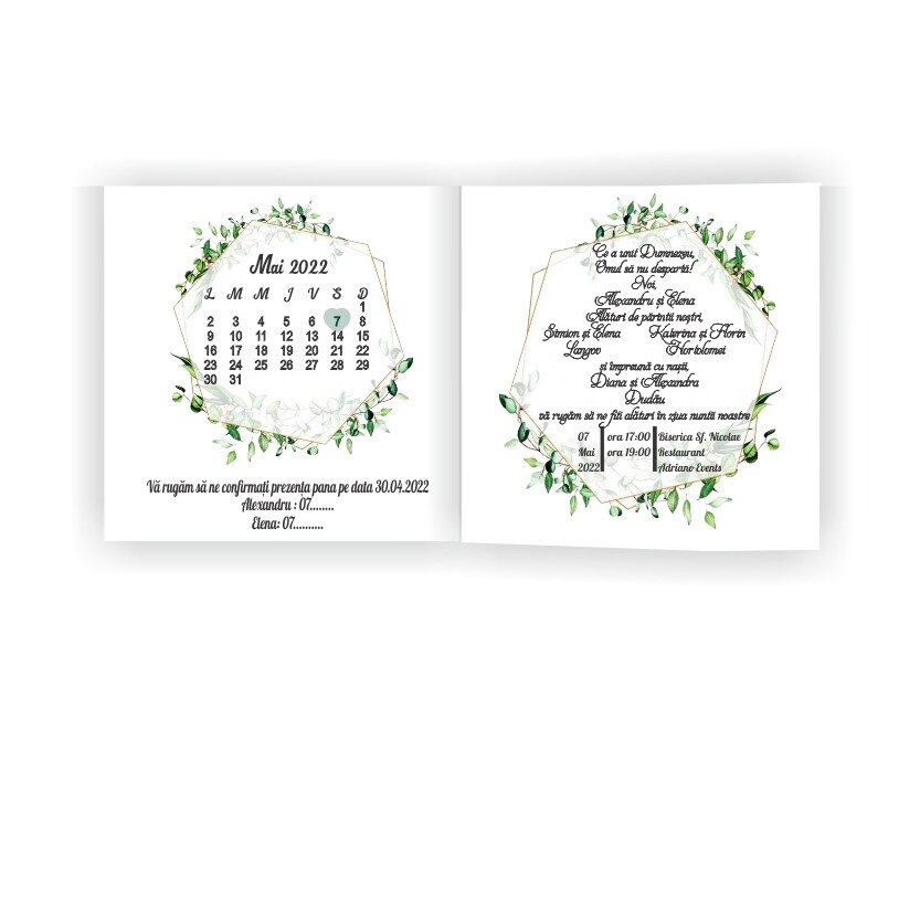 Invitatie Nunta, Model IC16, 14.8×15.7cm, Fara plic - eMAG.ro