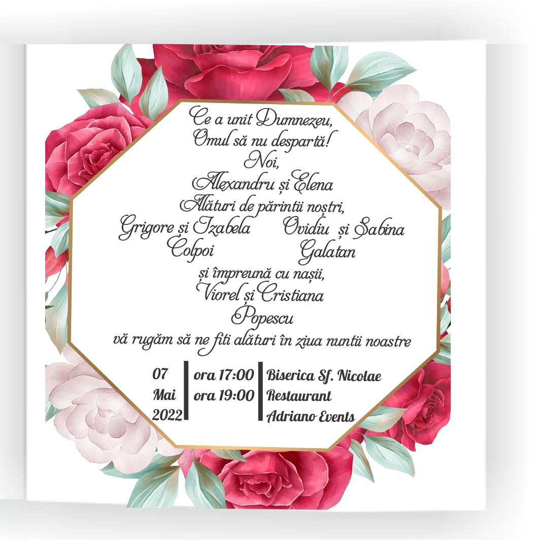 Invitatie Nunta, Model IC15, 14.8×15.7cm, Cu plic - eMAG.ro