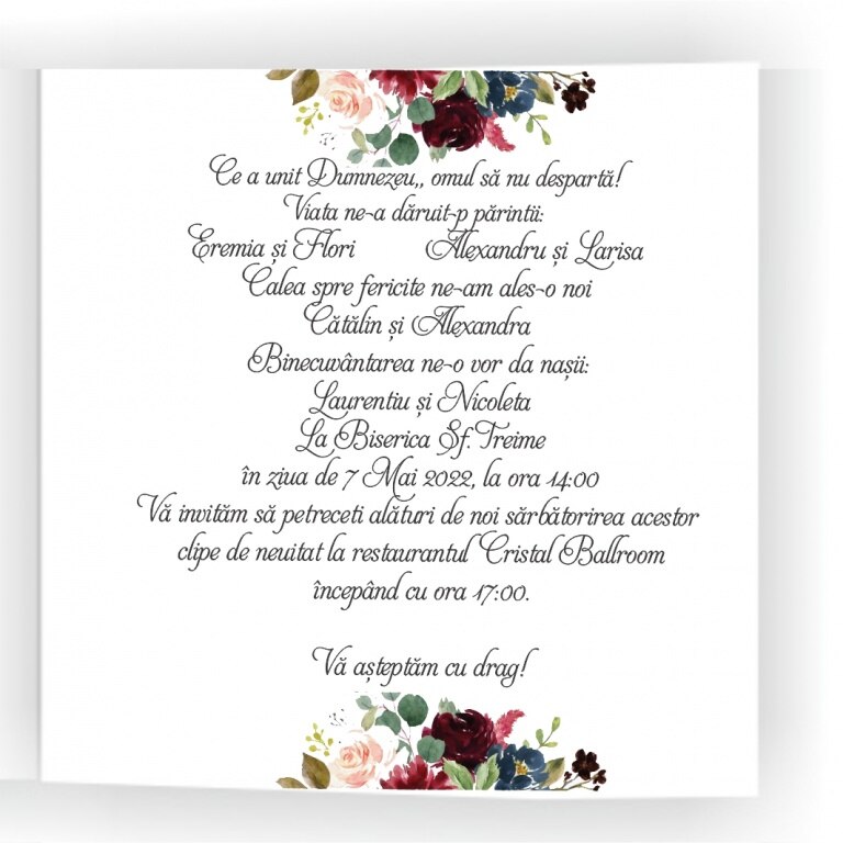 Invitatie Nunta, Model IC14, 14.8×15.7cm, Fara plic - eMAG.ro