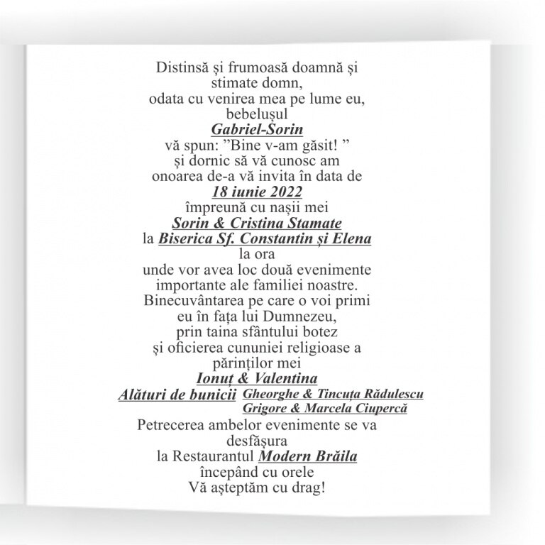 Invitatie Nunta, Model IC13, 14.8×15.7cm, Fara plic - eMAG.ro