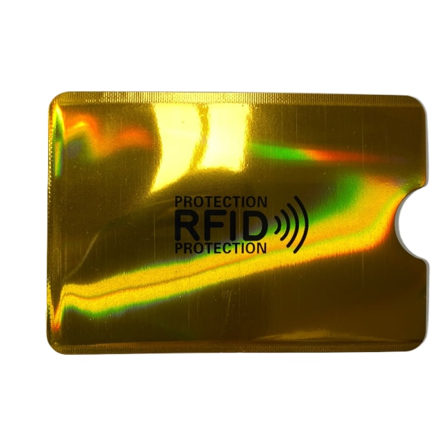 Husa de protectie RFID / NFC / Contactless pentru card bancar Auriu cu ...