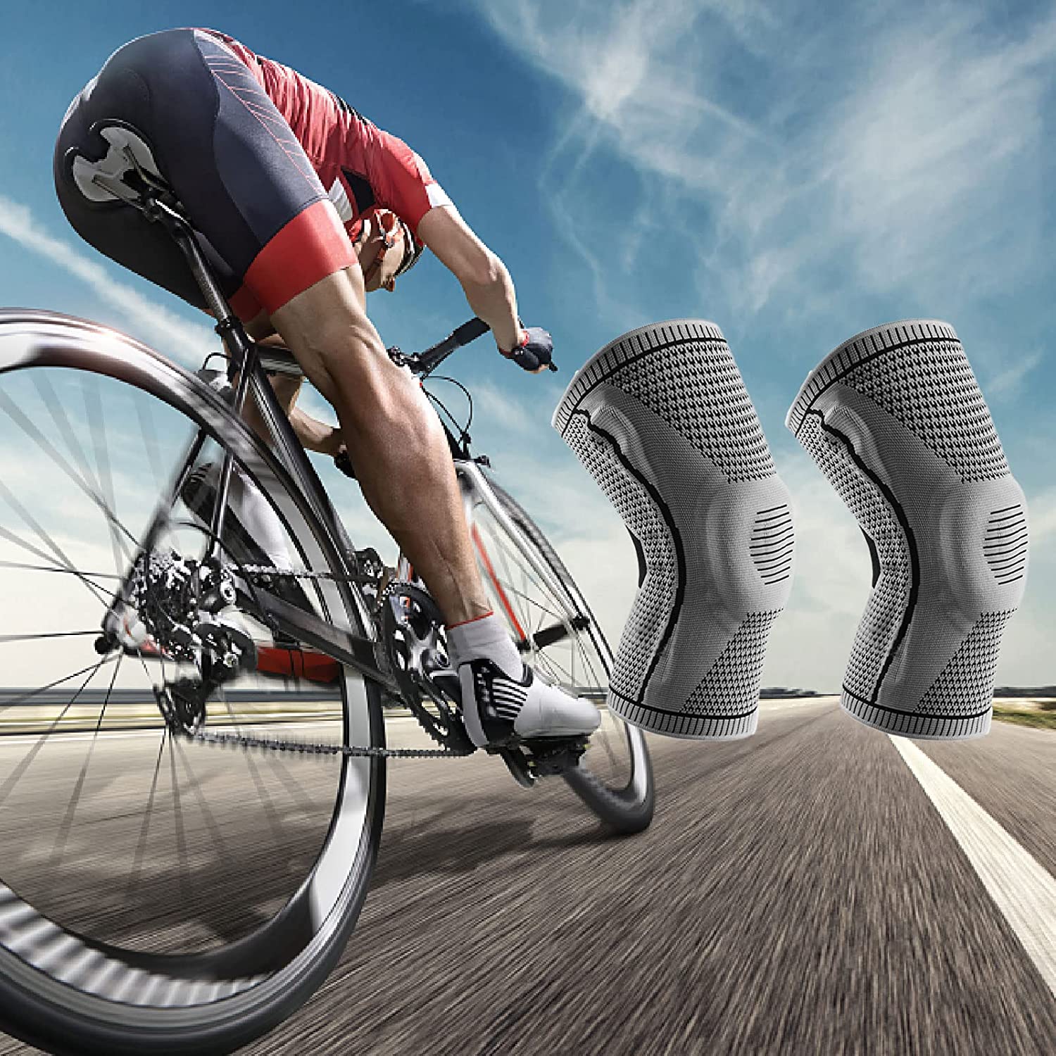 Комплект от 2 наколенки Tiessa с опора за патела и силиконови странични ...