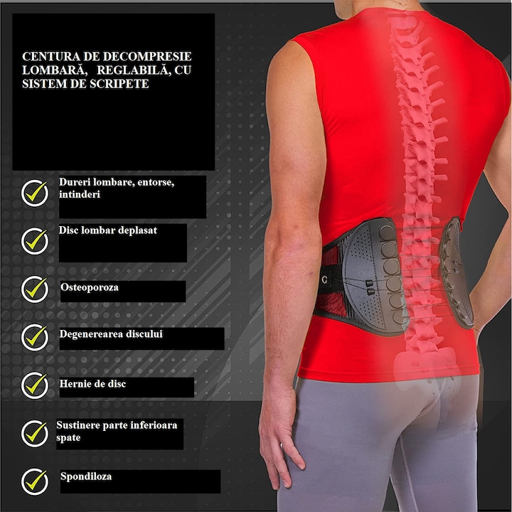 Centura de decompresie lombara, cu sistem de scripete pentru leziuni ...
