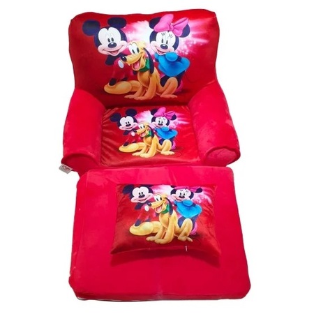 Fotoliu extensibil Mickey Mouse si prietenii cu pernuta - eMAG.ro