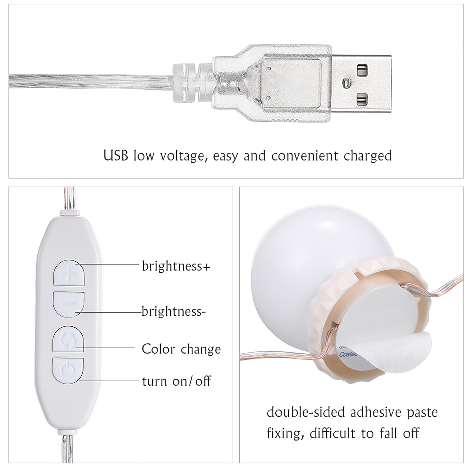 Комплект LED осветление за огледало с 10 крушки, 10 димируеми яркости ...