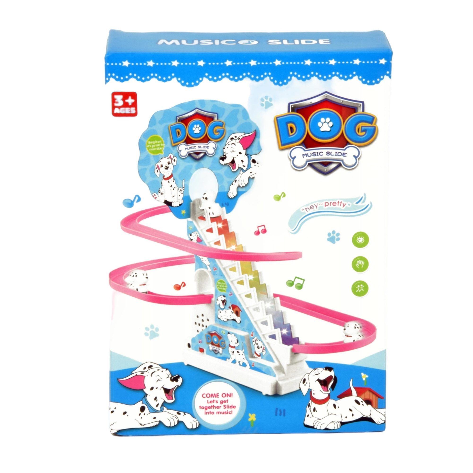 Set pista de masinute cu catelusi, Sunet/Lumina, O pista/Scara rulanta ...