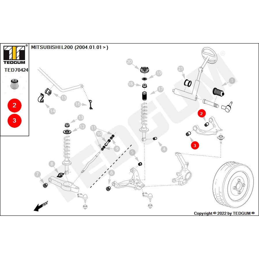 Bucsa brat superior fata L-R Tedgum pentru Mitsubishi L200 - eMAG.ro