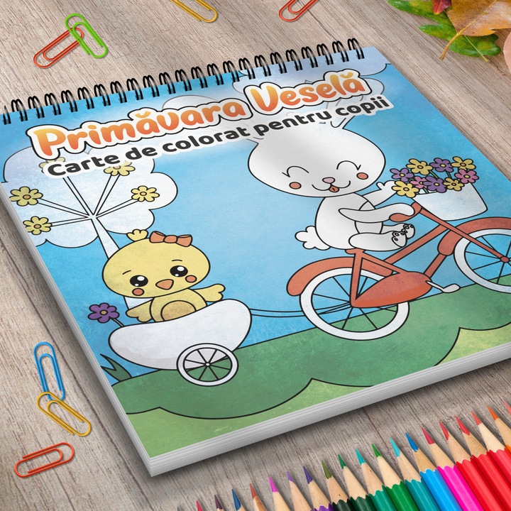 Carte de colorat pentru copii, Primavara Vesela, 2022, 52 pagini - eMAG.ro