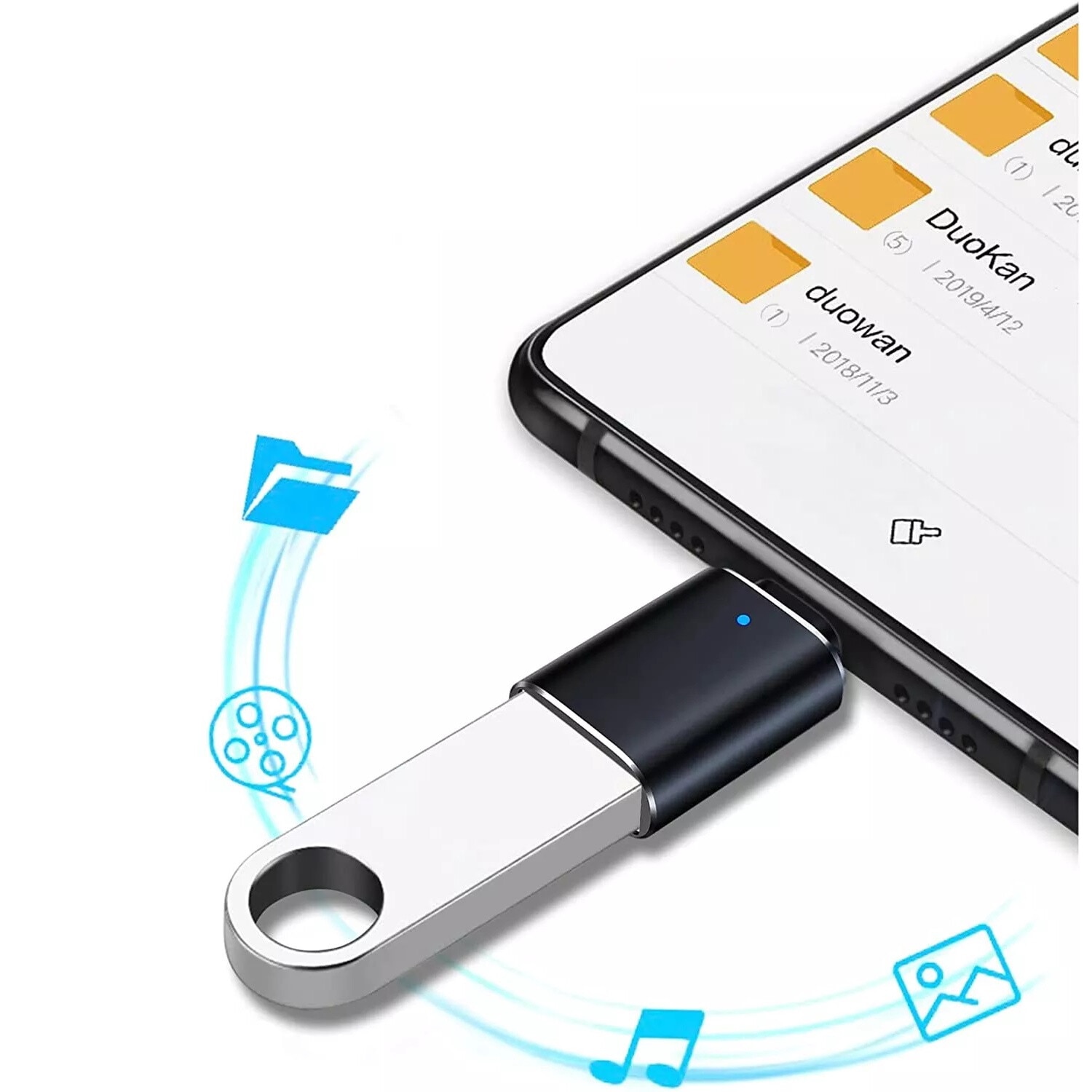 Adaptor USB-C la USB 3.0, cu indicator LED, Negru, YULMI - eMAG.ro