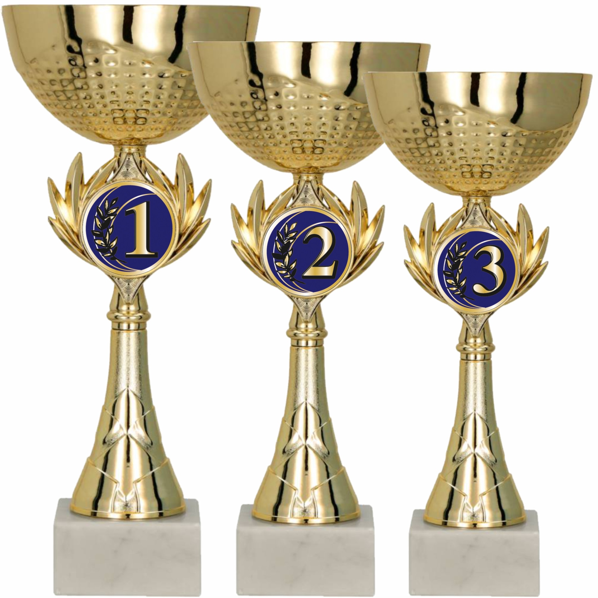 Set Personalizat 3 Cupe Podium, Locul 1, 2, 3, Metal, Plastic, Marmura ...