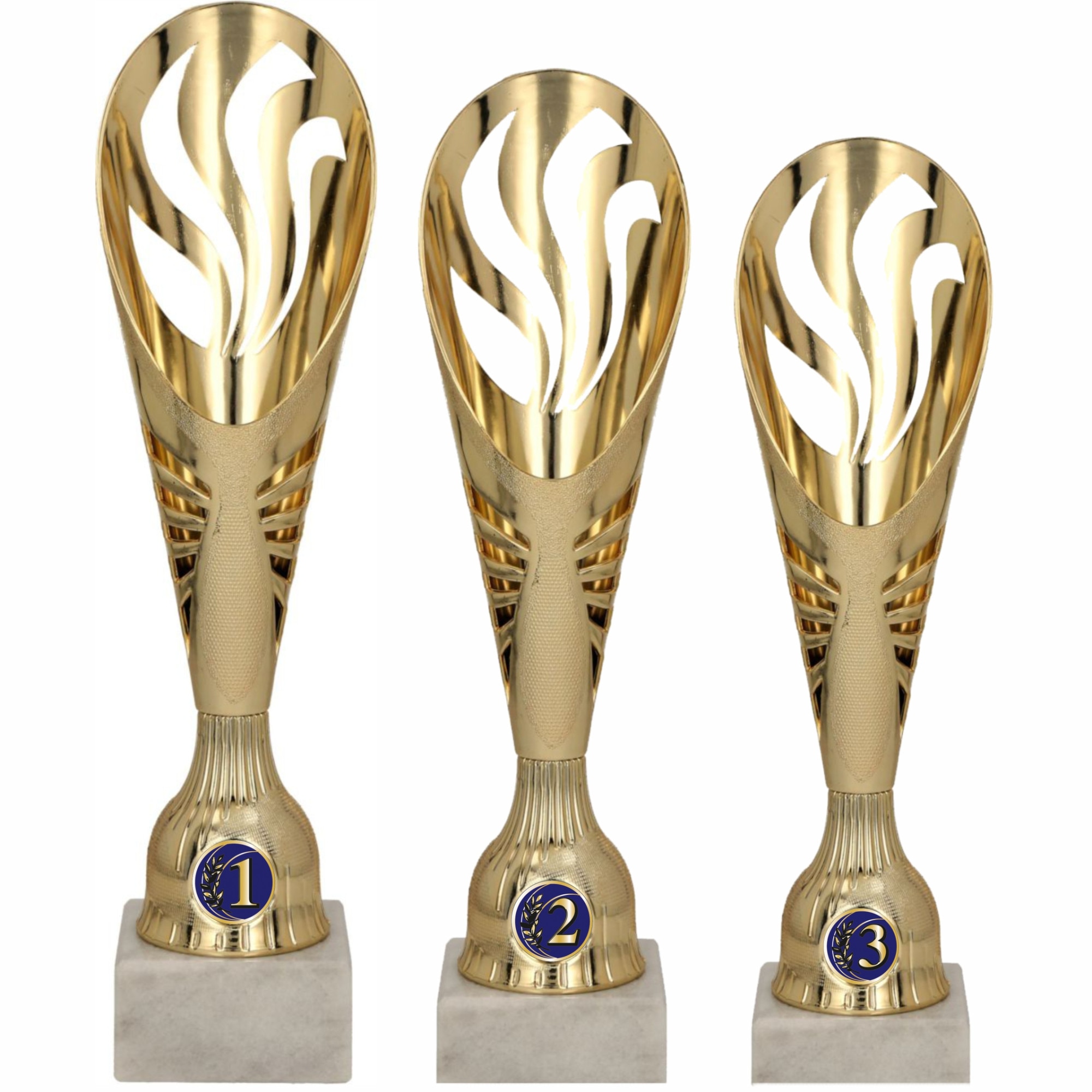 Set 3 Cupe Podium, Locul 1, 2, 3, Plastic, Marmura, 34, 32, 30 cm - eMAG.ro