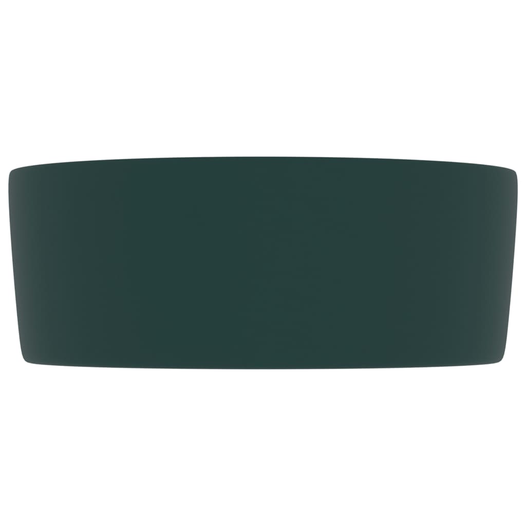 Chiuveta baie lux vidaXL, verde inchis mat 40x15 cm, ceramica rotund ...