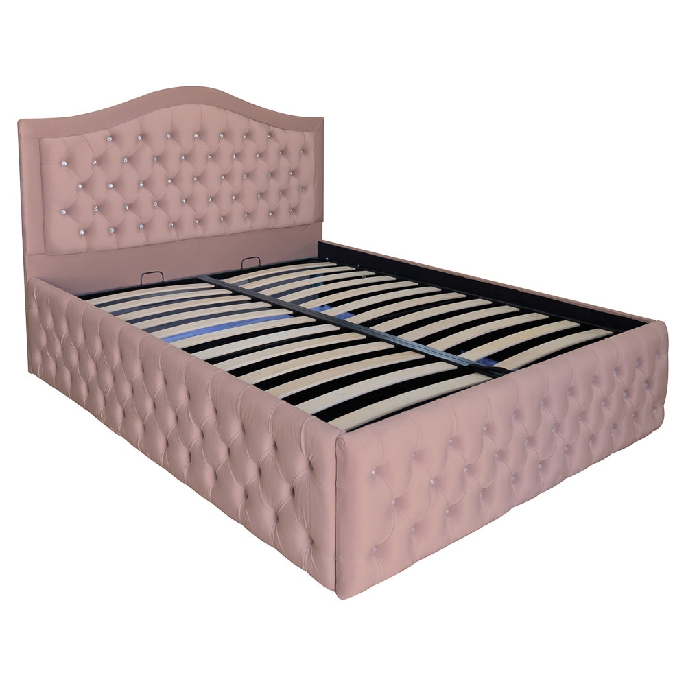 Pat dublu tapitat Arizona Deluxe cu nasturi sticla 180/200 cm ...