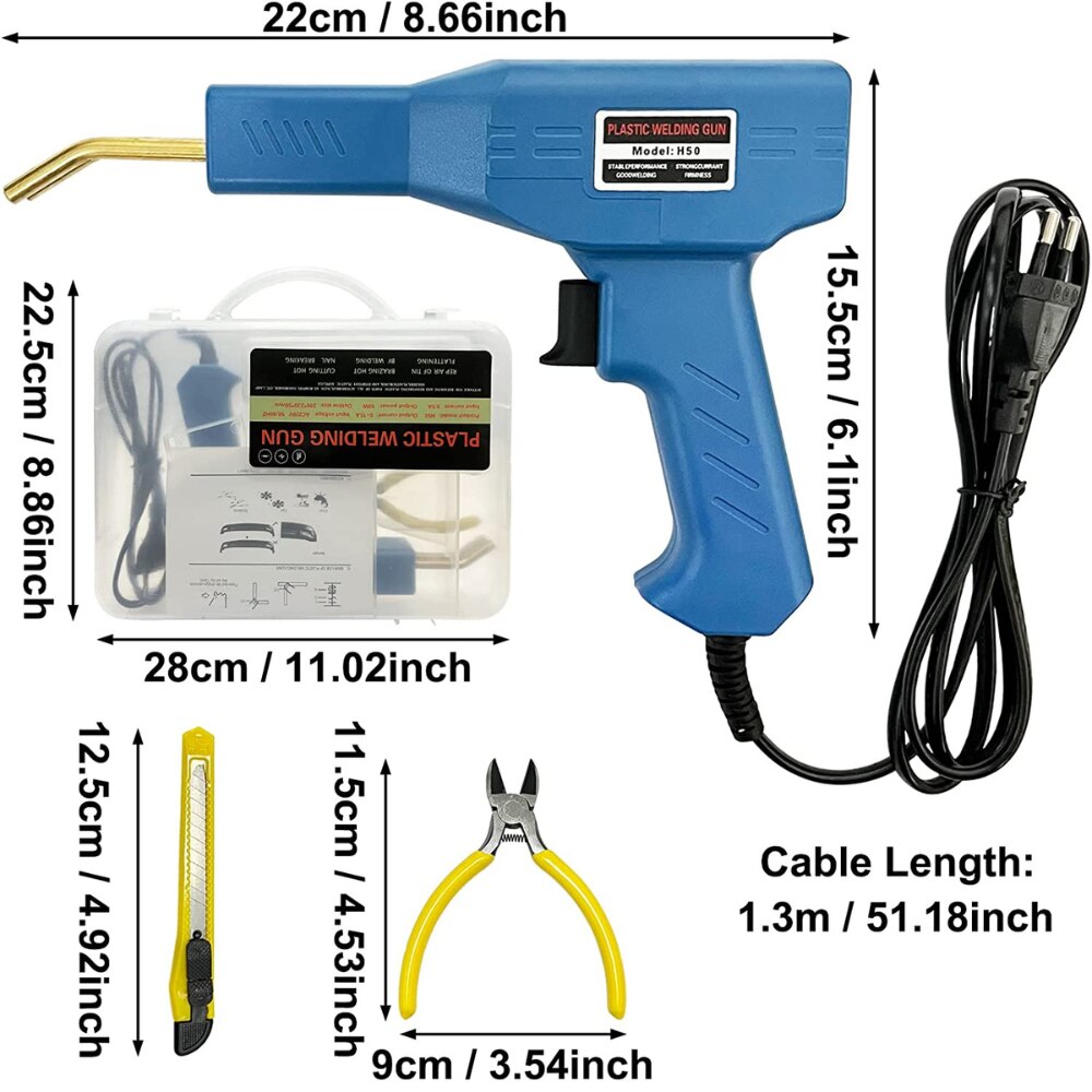 Aparat profesional pentru lipit si sudat plastic, Putere 50W, Kit Trusa ...