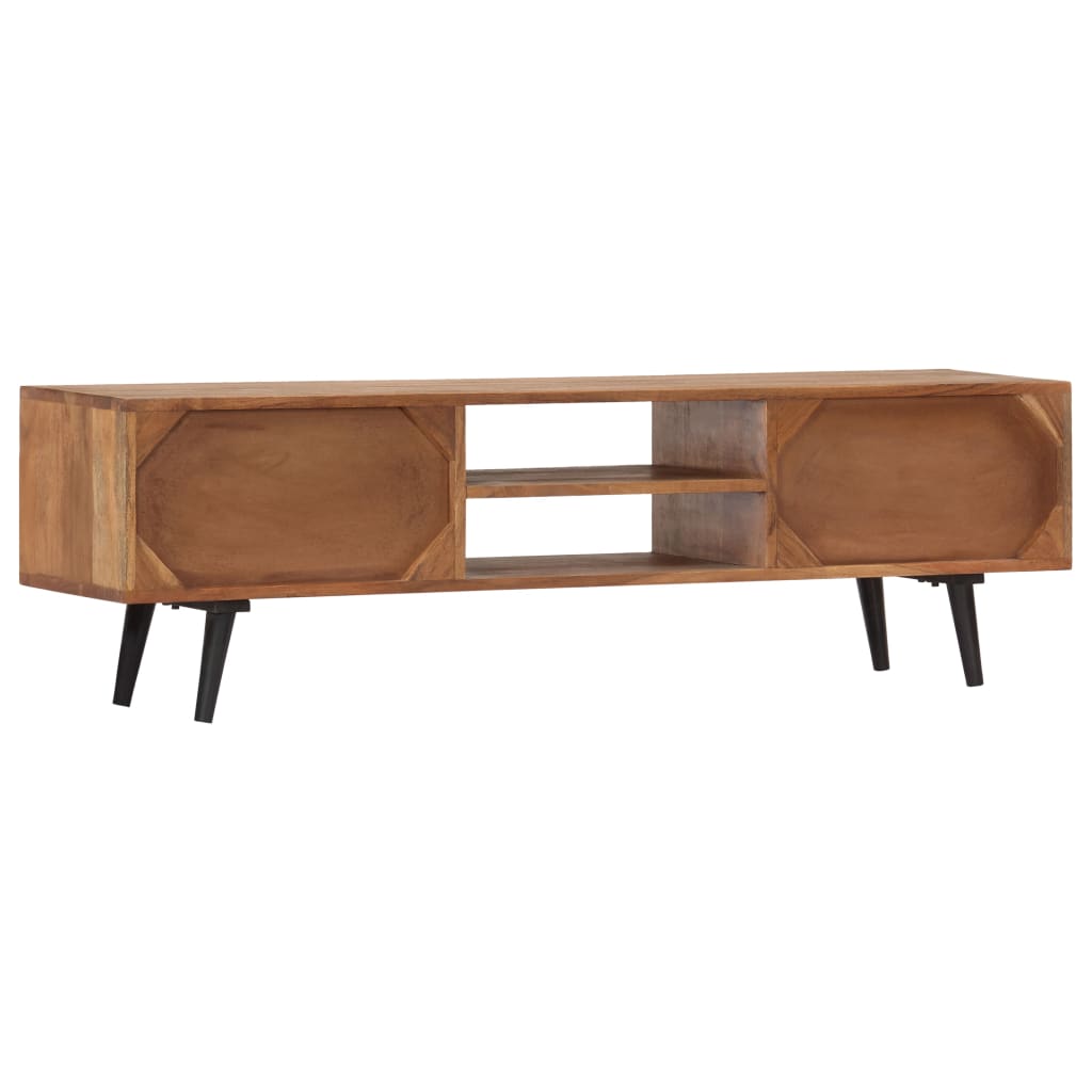 Comoda TV stil vintage, Lemn masiv de acacia, 140x30x40 cm, Maro - eMAG.ro