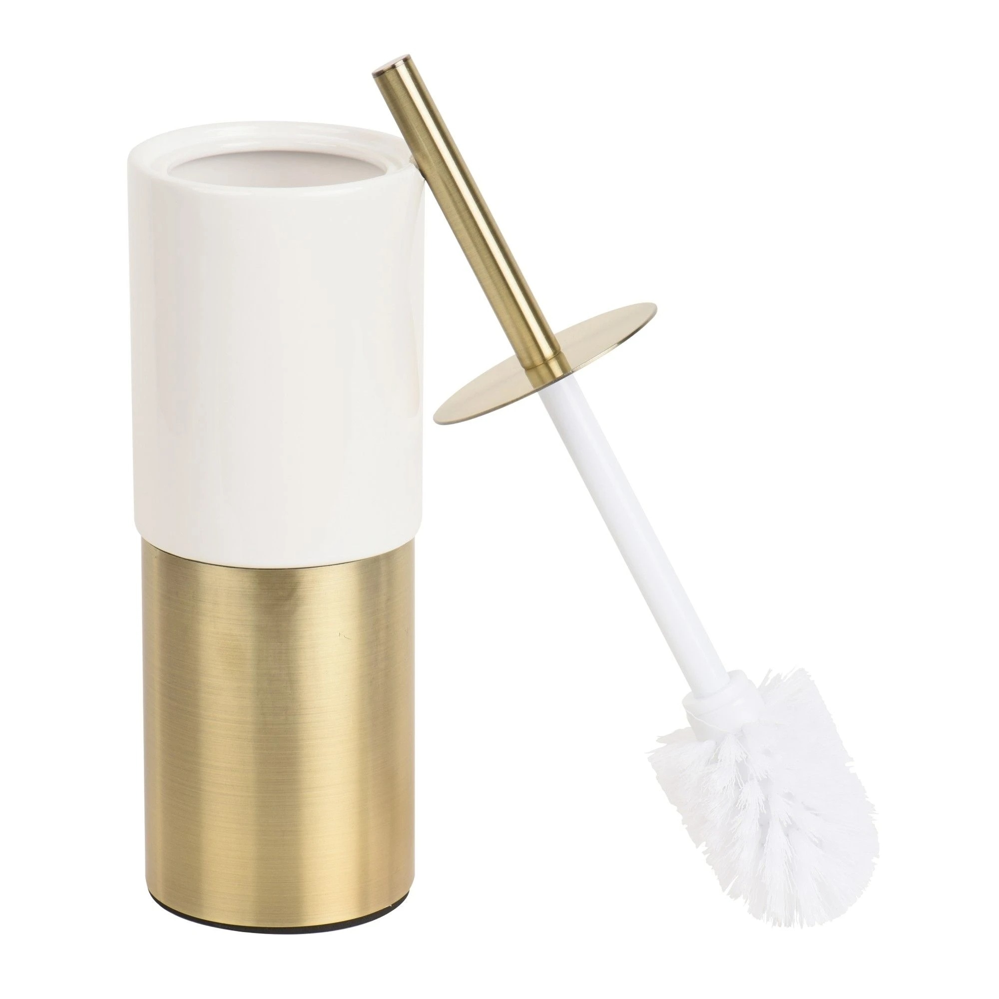 Perie WC Modena, din ceramica, alb/auriu - eMAG.ro